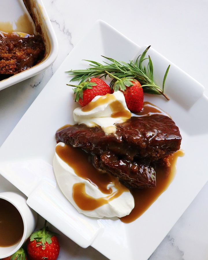 Sticky Date Pudding with Toffee sauce - Strawberry in the Desert